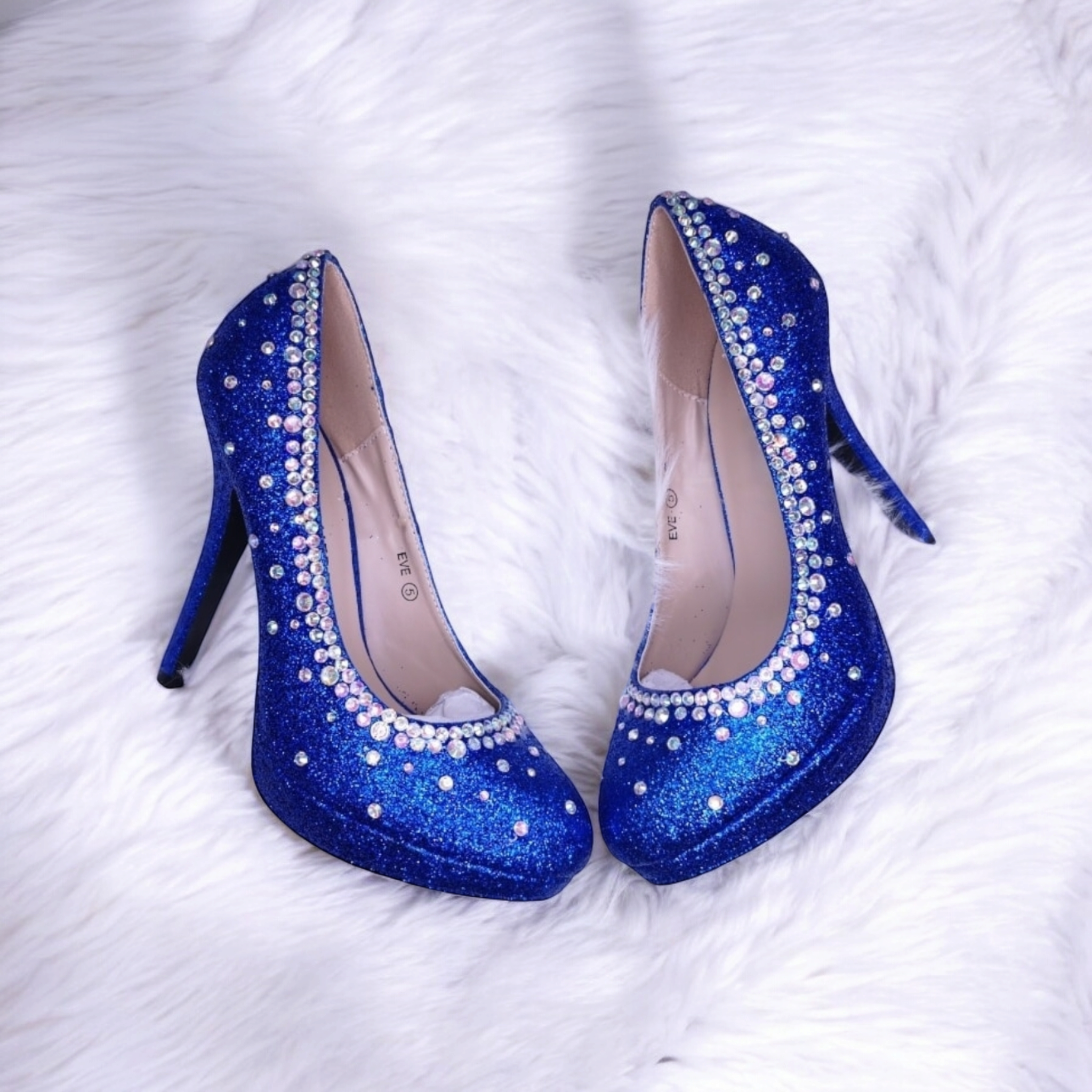 Royal Blue Glitter and AB Rhinestone Heels